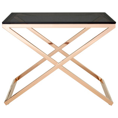 Premier Housewares Criss Cross End Table, Gold, 65cm | DIY at B&Q