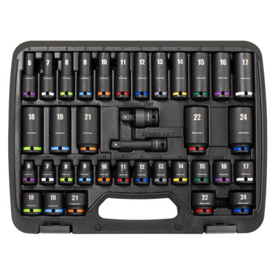 Premier Impact Socket Set 3/8" Square Drive 36 Pieces Hardened Tempered ...
