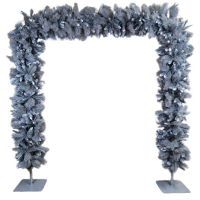 Premier Indoor 7.5ft Silver Christmas Wrapped PVC Branches Tree Arch ...