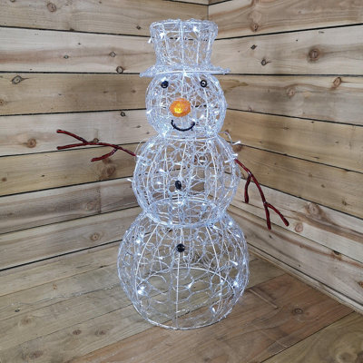 Premier Indoor Outdoor Christmas 90cm Lit Soft Acrylic Snowman With 80 ...