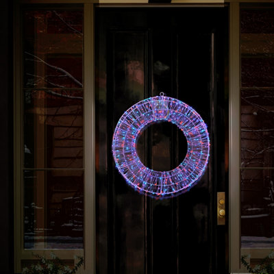 PREMIER LIGHT UP CHRISTMAS WREATH RAINBOW 60CM