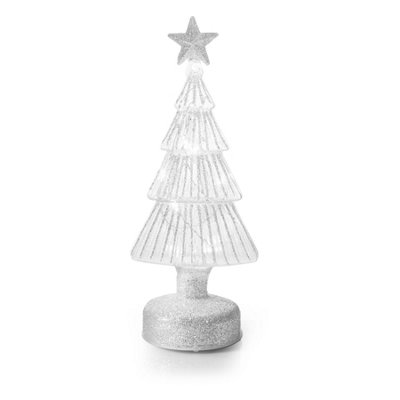 Premier Light Up Glass Silver Glitter LED Christmas Tree 23cm