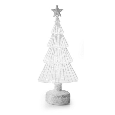 Premier Light Up Silver Glass LED Christmas Tree 32cm