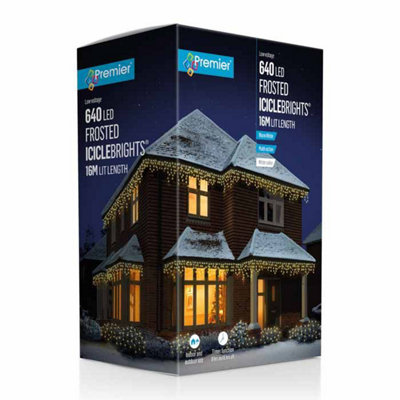 Premier Multi Action 640 LED Frosted Cap Icicles White