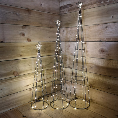 Buy Premier Set of 3 Christmas Pyramid Cone Lights Warm White 250LED ...