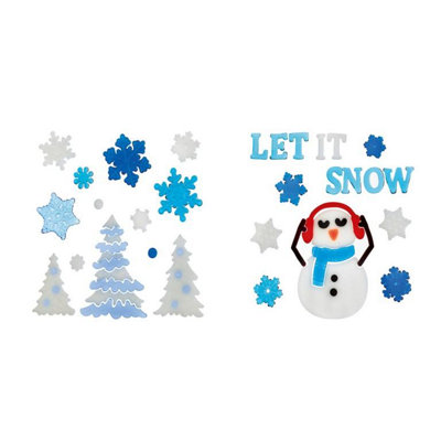 Premier Snowy Christmas Window Sticker White/Blue (One Size)