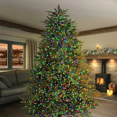 Premier TreeBrights 2000 Multi Colour LED Lights with Timer, 50m Christmas String Lights, 8 ...