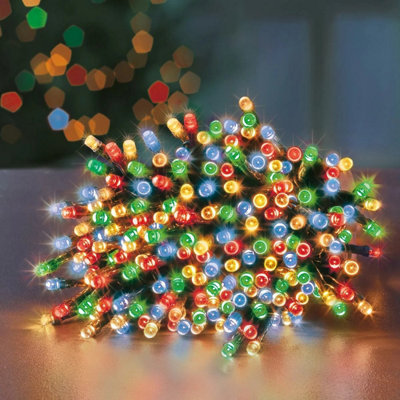 Premier TreeBrights 2000 Multi Colour LED Lights with Timer, 50m Christmas String Lights, 8 ...