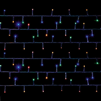 Premier TreeBrights 2000 Multi Colour LED Lights with Timer, 50m Christmas String Lights, 8 ...