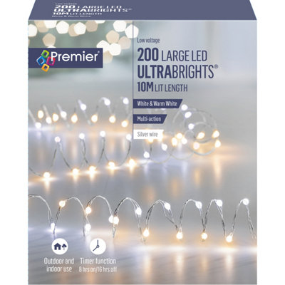 Premier UltraBrights Lights 200 LED White Warm White Mix 10m