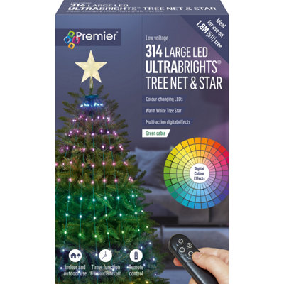 Premier Ultrabrights Tree Net & Star 314 Multi Action LEDs