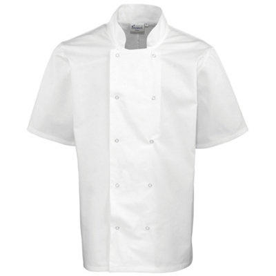 Premier Unisex Studded Front Short Sleeve Chefs Jacket