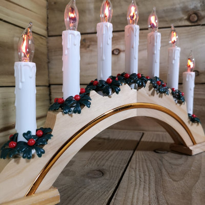 Premier Wooden Christmas Candle Bridge Arch with 7 Flickering Candle ...