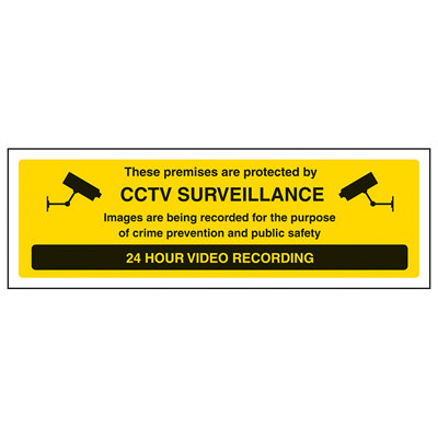 Premises Protected By CCTV Security Sign Adhesive Vinyl 300x100mm (x3 ...