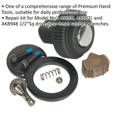 Premium 1/2 Inch Square Drive Repair Kit for 48-Tooth Ratchet Wrenches