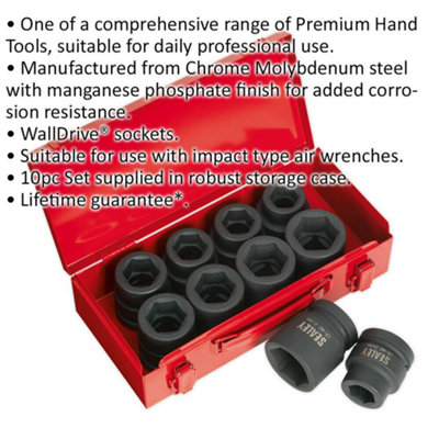 Premium 10 Piece Impact Socket Set - 1 Inch Drive - High Torque ...