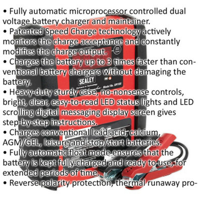 PREMIUM 10A 12V Intelligent Speed Charge Battery Charger - 230V Power ...