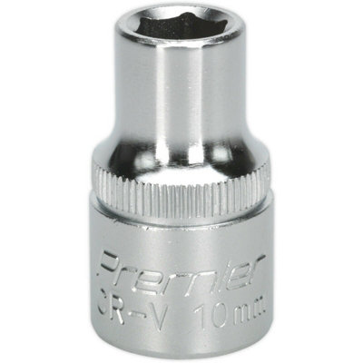 Premium 10mm Steel Drive Socket - 1/2 Inch Square Drive - Chrome ...