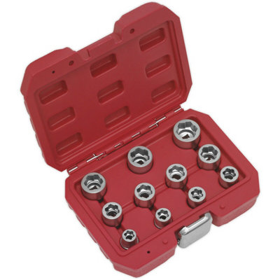 Premium 11 Piece Bolt Extractor Socket Set with Case - 3/8" Drive
