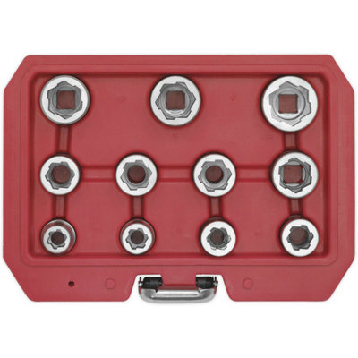 Premium 11 Piece Bolt Extractor Socket Set with Case - 3/8" Drive