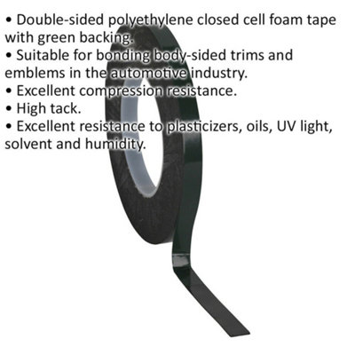 Premium 12mm x 10m Double-Sided Outdoor Foam Tape - Green High Tack ...