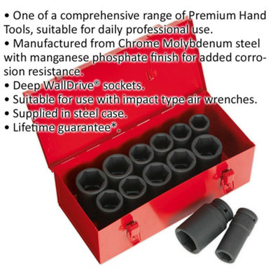 PREMIUM 13 PIECE IMPACT SOCKET SET - 3/4 INCH DRIVE DEEP SOCKETS FOR ...