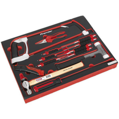PREMIUM 13-PIECE MECHANICS TOOL KIT WITH HACKSAW, HAMMERS, AND PUNCHES