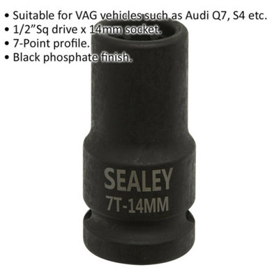 Premium 14mm Brake Caliper Socket for Vehicles - 1/2" Drive with 7 ...