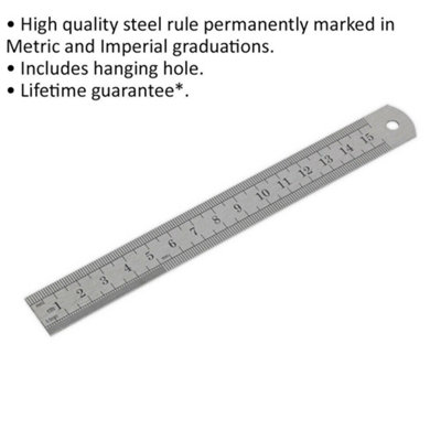 Premium 150mm Steel Ruler with Metric and Imperial Measurements for ...