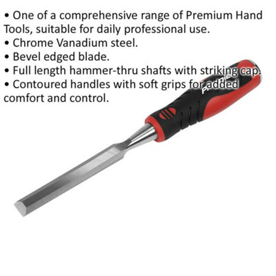 Premium 16mm Hammer-Thru Wood Chisel with Bevel Edge and Chrome ...