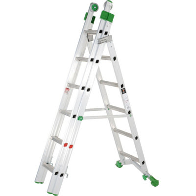 PREMIUM 18 Tread Combination Ladder 3 Section Extension Step Frame ...
