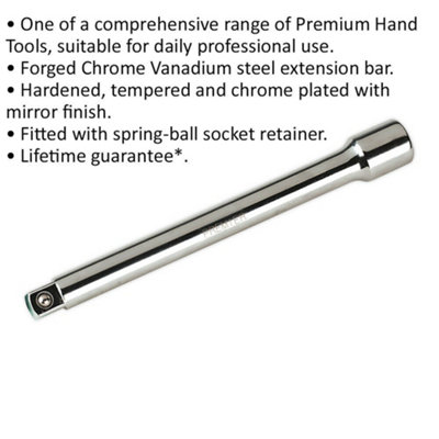 Premium 200mm Forged Steel Extension Bar with Spring-Ball Socket Retainer