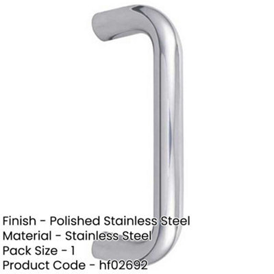 Premium 22mm Stainless Steel D Shape Pull Handle - Grade 304, Polished ...