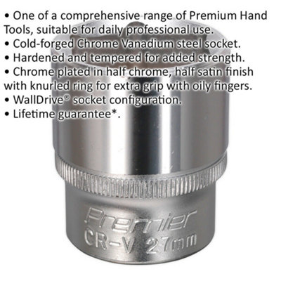 Premium 27mm Steel Drive Socket - Durable Chrome Vanadium Wrench Tool ...