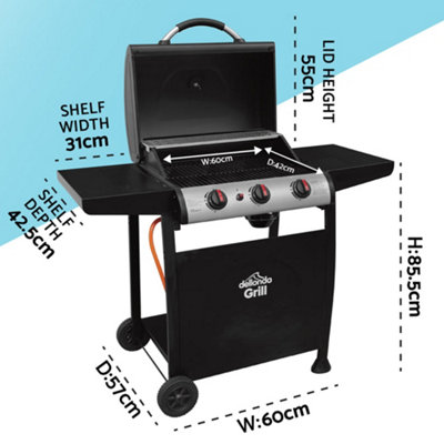 Premium 3 Burner Gas BBQ Grill with Easy Clean Features for Outdoor Cooking