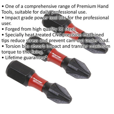 Premium 3 Piece 25mm Pozi Head Number 2 Impact Drill Bit Set - S2 Steel ...