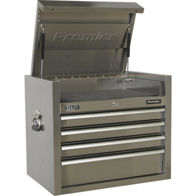 Premium 4 Drawer Stainless Steel Tool Chest - Heavy Duty Storage ...