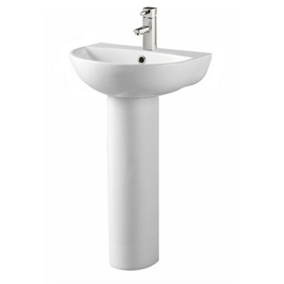 PREMIUM 450MM BASIN SET (JUPITER) - INCLUDES BASIN, PEDISTAL - WHITE