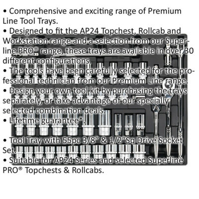 Premium 55 Piece Socket Set with Modular Tool Tray for DIY and ...