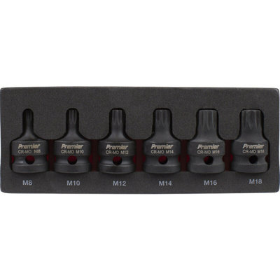 Premium 6 Piece Impact Spline Socket Bit Set - 1/2 Inch Drive - Durable Chromoly Steel Construction