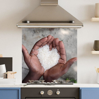 Premium 60 x 60cm Rice Heart 6mm Glass Toughened Kitchen Splashback ...