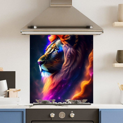 Premium 60 x 65cm Rainbow Lion 6mm Glass Toughened Kitchen Splashback ...