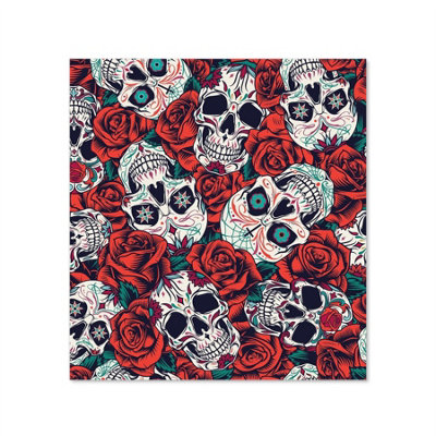 Premium 60 x 65cm Red Skulls 6mm Glass Toughened Kitchen Splashback ...