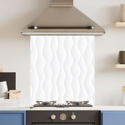 Premium 60 x 65cm Wavy White Pattern 6mm Glass Toughened Kitchen ...