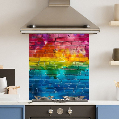 Premium 60 x 70cm Pride Brick 6mm Glass Toughened Kitchen Splashback