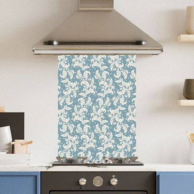 Premium 60 x 90cm Floral Pattern 6mm Glass Toughened Kitchen Splashback
