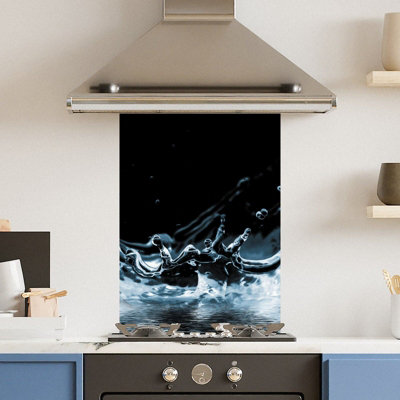 Premium 60 x 90cm Water Splash 2 6mm Glass Toughened Kitchen Splashback