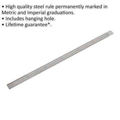 Premium 600mm Steel Ruler with Metric and Imperial Measurements and ...