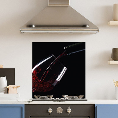 Premium 60cm x 65cm 6mm Glass Red Wine Kitchen Splashback Toughened ...