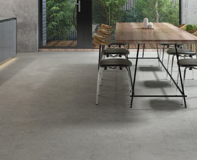 PREMIUM 6mm Grey Concrete Effect Click Luxury Vinyl Flooring 305x610mm ...